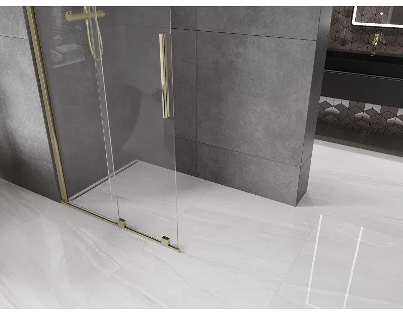 Mexen Velar, posuvné dveře typu Walk-in 70x200 cm, 8mm čiré sklo, zlatá lesklá, 871-070-000-03-50