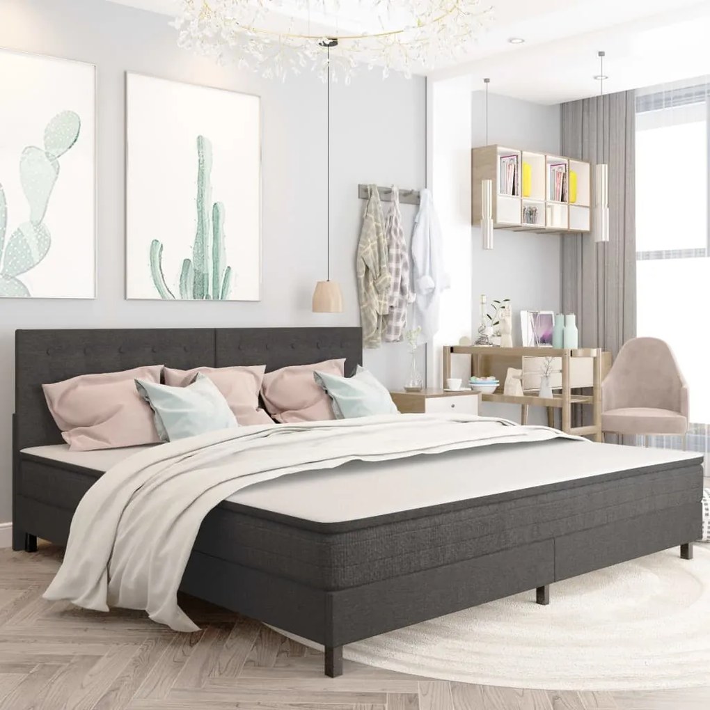 Postel boxspring tmavě šedá textil 200 x 200 cm 3054715