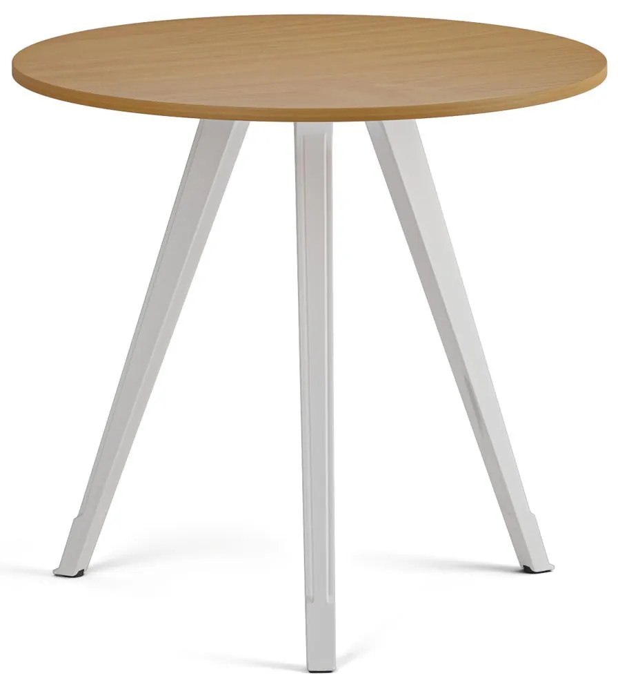 Konferenční stůl PRIMO ZEN, průměr 80 cm, bílá podnož, buk