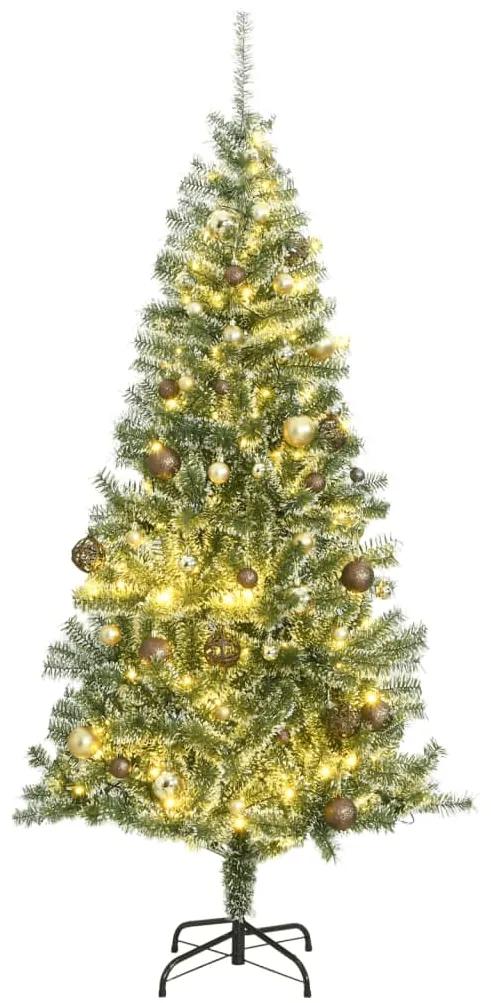 Umělý vánoční stromek s 300 LED a sadou koulí zasněžený 240 cm - Default Title