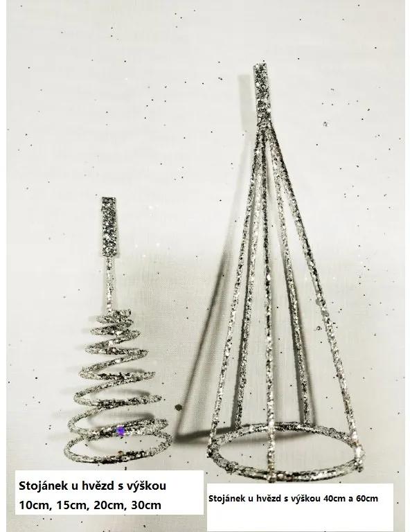 LED světelná hvězda na stromek, studená bílá, stříbrné třpytky, různé velikosti Velikost (cm): 15cm