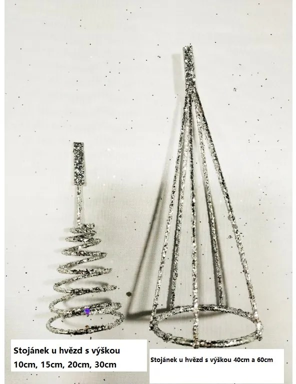 LED světelná hvězda na stromek, studená bílá, stříbrné třpytky, různé velikosti Velikost (cm): 30cm