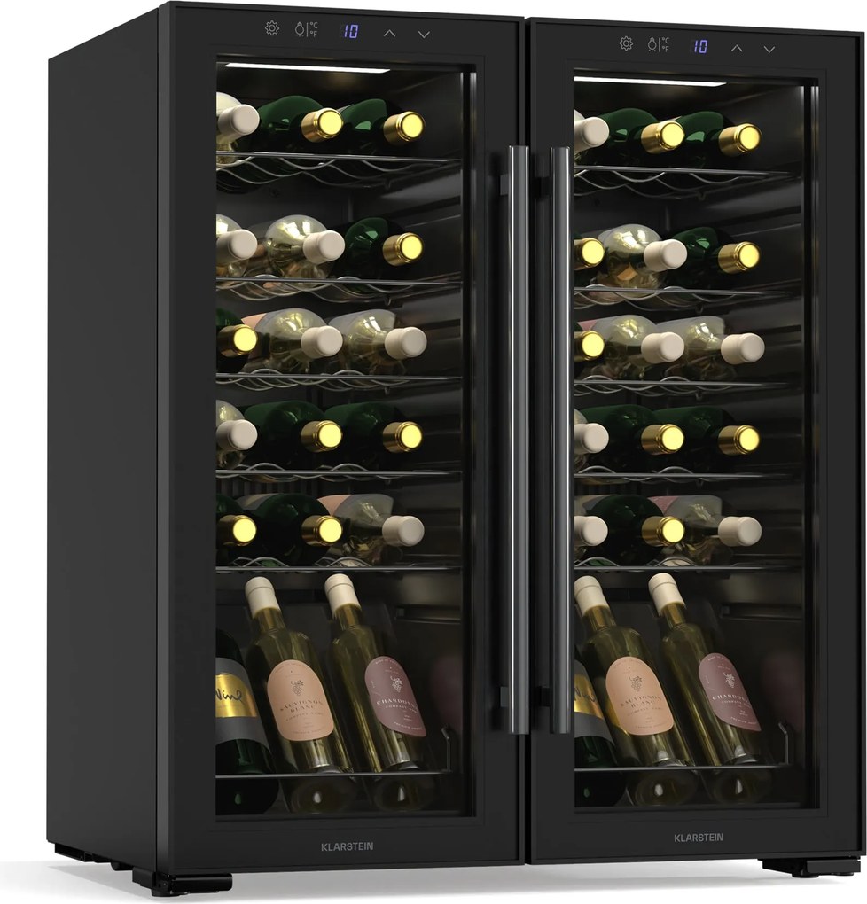 Klarstein Vinotéka Shiraz, 2 chladicí zóny, LED osvětlení, dotykové ovládání, volně stojící