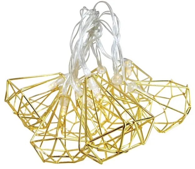 LED světelný řetěz Diamond, 1,6 m, zlatá