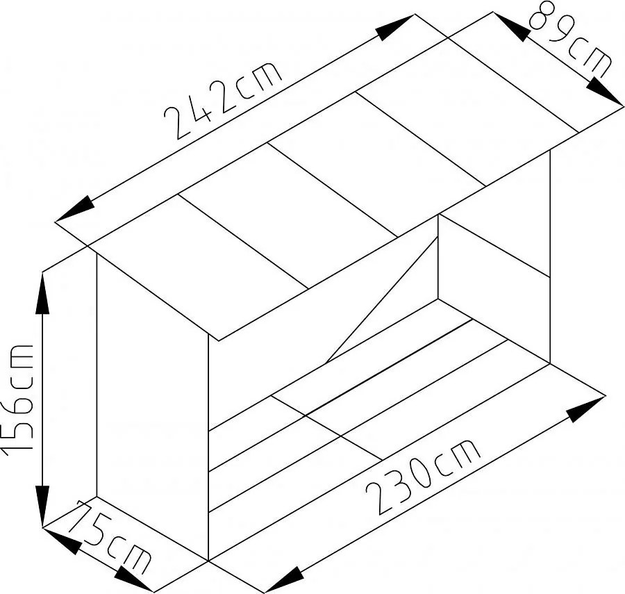 Přístřešek na dřevo G21 WOH 335 - 242 x 89 cm, šedý [63900504]