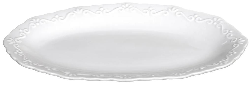 Porcelánový servírovací talíř bílý ovál Provence 23x15 cm (Chic Antique)