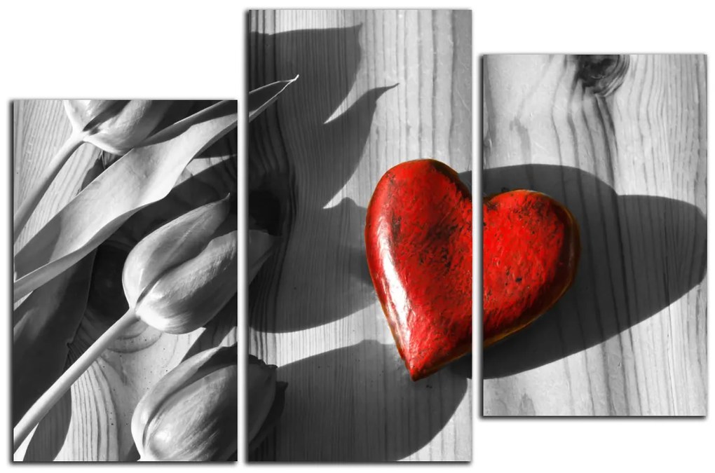 Obraz Srdce a tulipány , vícedílný