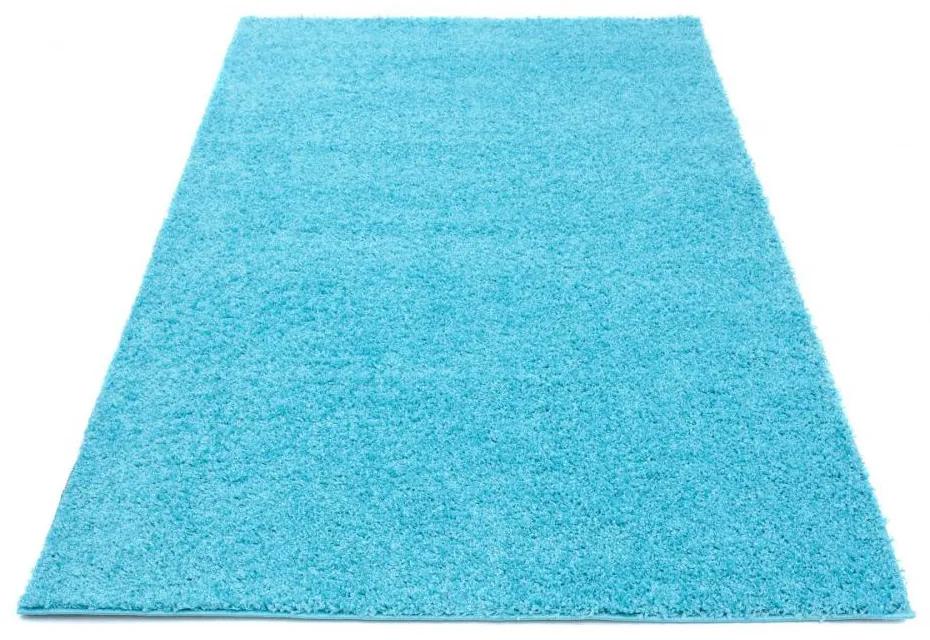 Kusový koberec Shaggy Tokyo tyrkysový 80x250cm