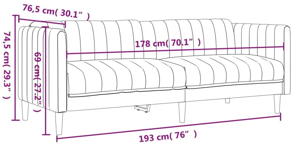 vidaXL Pohovka 3místná tmavě zelená textil
