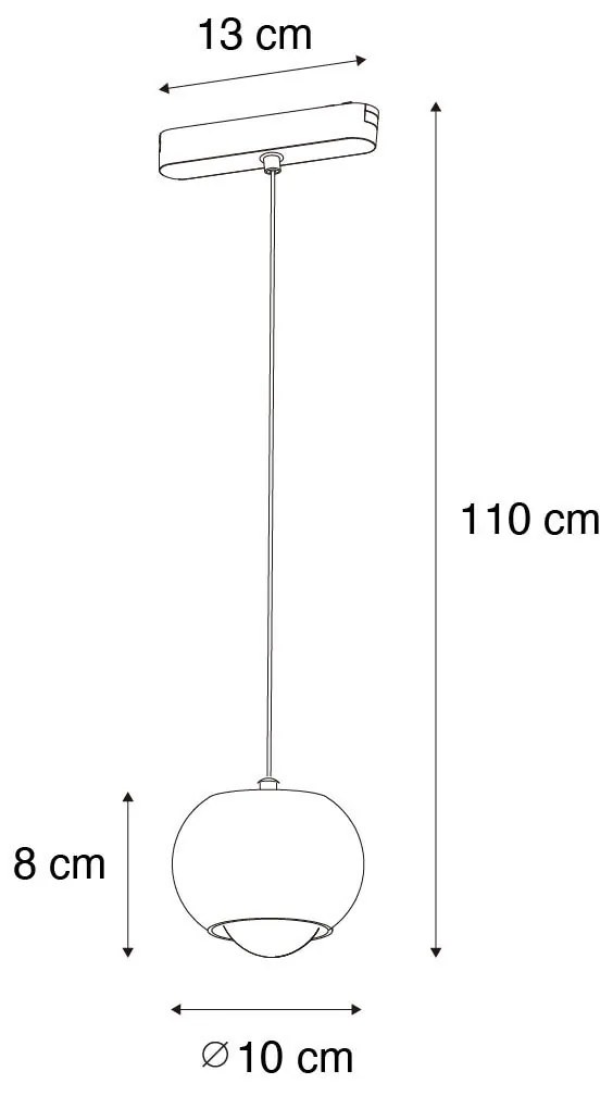 Moderní černá závěsná lampa pro jednofázový kolejnicový systém včetně LED - Magnetic Lance