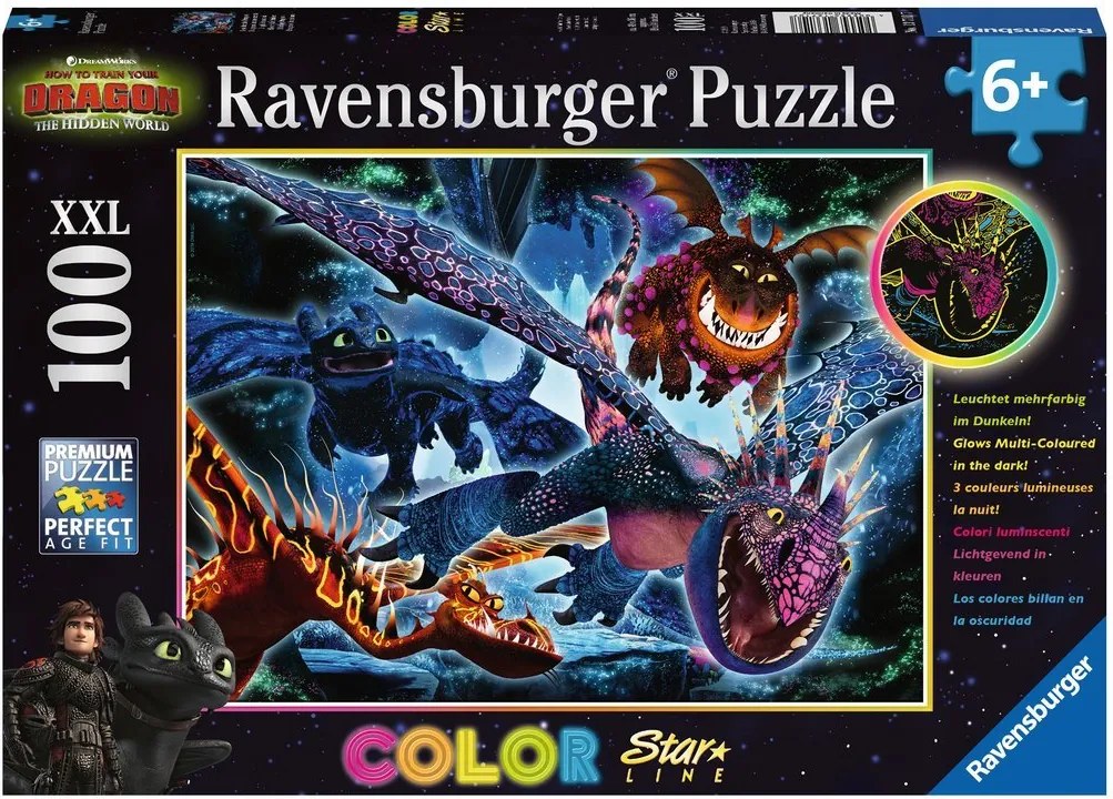 Ravensburger svítící puzzle jak vycvičit draka iii xxl 100 dílků