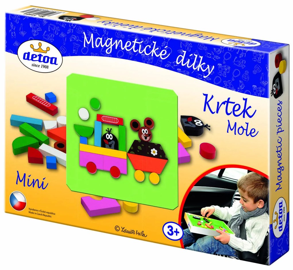 Detoa Magnetické dílky mini Krtek dřevo 27ks v krabici 27x19x3cm