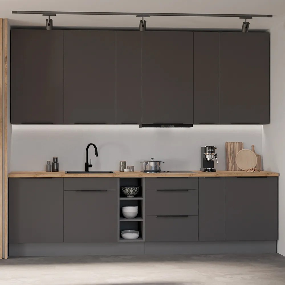 ARIA pi | dolní skříňka 80 D 3S zásuvková | 80 cm | PREMIUM BOX | antracit/šedá grafit