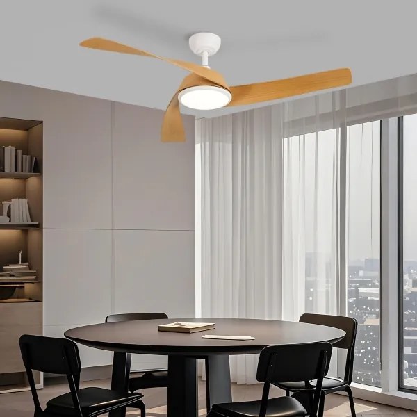ZEVENTI - LED Stropní ventilátor AERYS LED/24W/230V Wi-Fi Tuya bílá/dub + DO