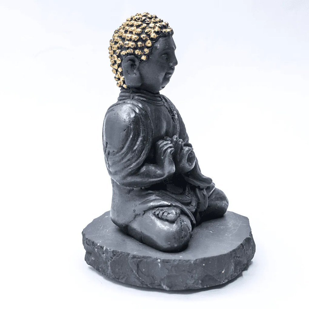 Milujeme Kameny Šungit - Buddha zlatá hlava - soška Feng shui