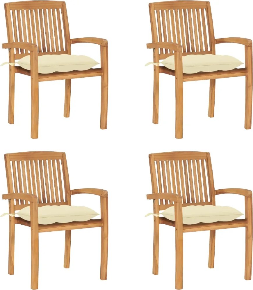 Stohovací zahradní židle s poduškami 4 ks masivní teak 3073257