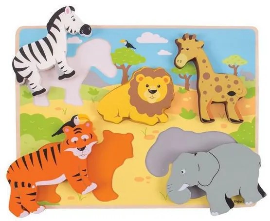 Bigjigs Toys Hrubé vkládací puzzle safari