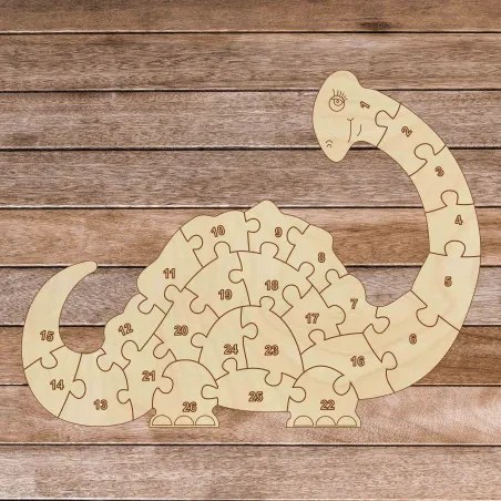Dětské dřevěné puzzle - Dinosaurus a čísla 26 dílků | SENTOP H023