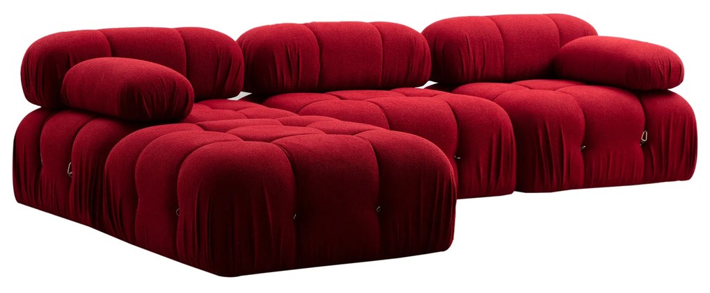 Atelier del Sofa Rohová sedací souprava Bubble Corner ( L1-O1-1R -Puf) - Red, Červená