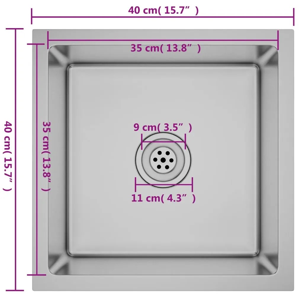 vidaXL Marketos Ručně vyrobený kuchyňský dřez nerezová ocel