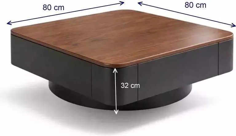 LuxuryForm DESIGN Konferenční stolek MODENA 80 × 80 cm - hnědý, béžový (set)
