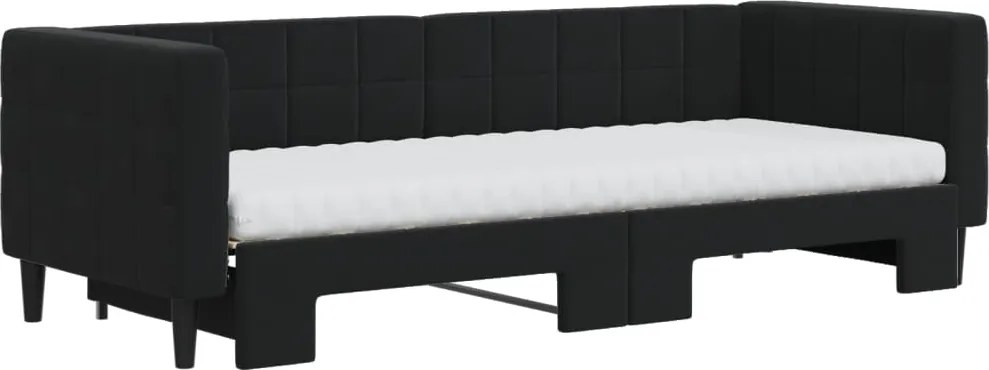 Válenda s přistýlkou a matracemi černá 80 x 200 cm samet 3196712