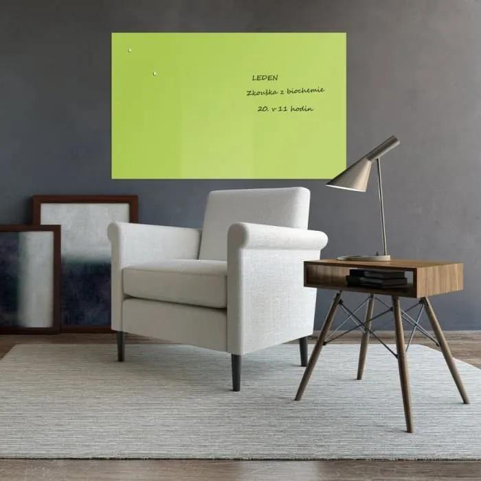 Zelená pistáciová skleněná magnetická tabule nalepovací na zeď Smatab® - 100 × 150 cm