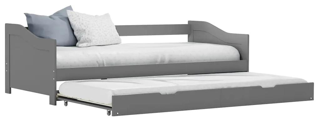 283151 vidaXL Rám vysouvací postele/pohovky šedý borové dřevo 90 x 200 cm