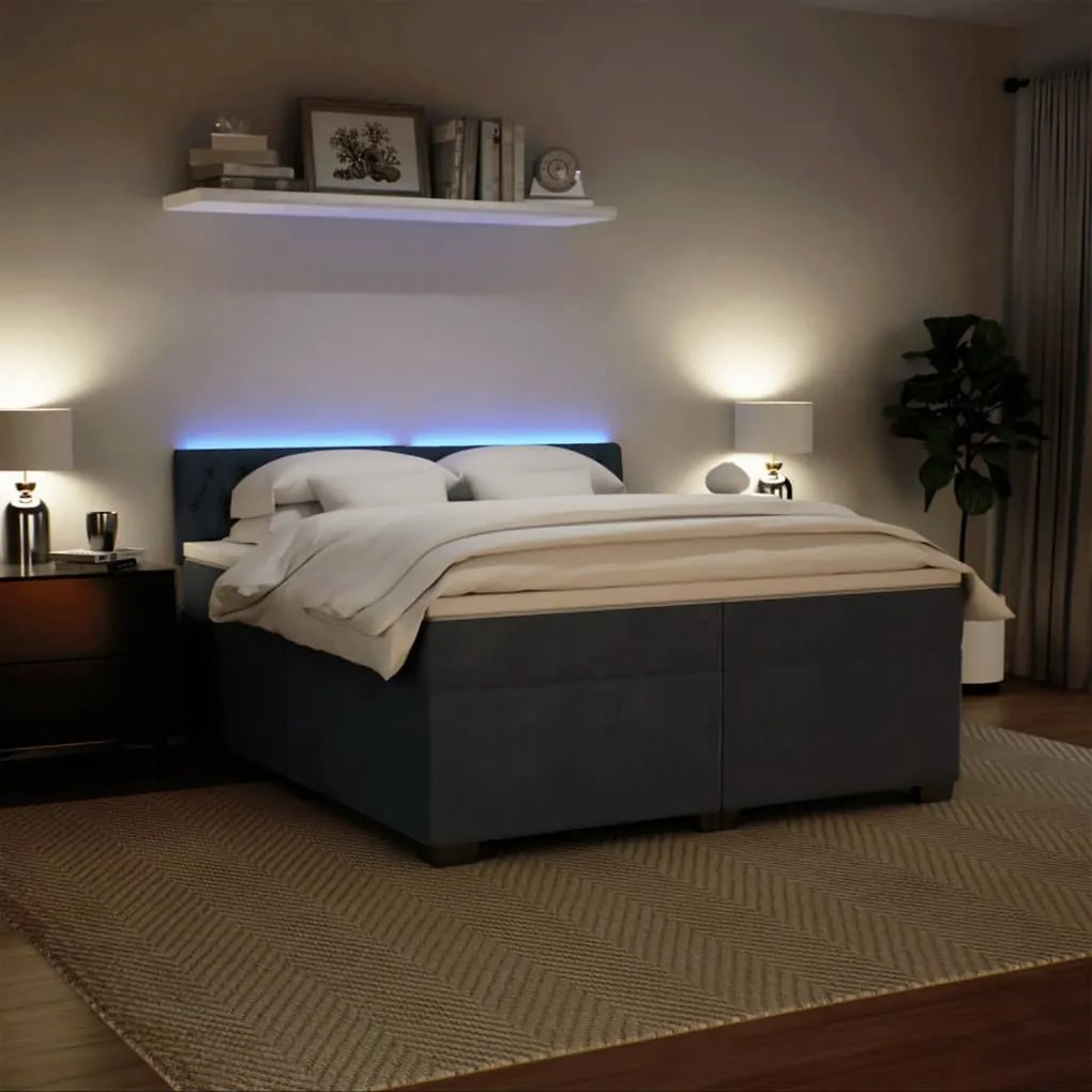 Box spring postel s matrací tmavě šedá 200x200 cm samet 3288709