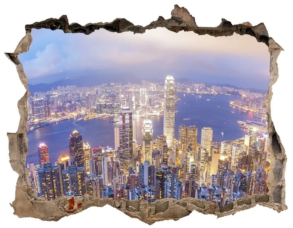 Wallmuralia Fototapeta díra na zeď 3D Hongkong panorama 95x64 cm