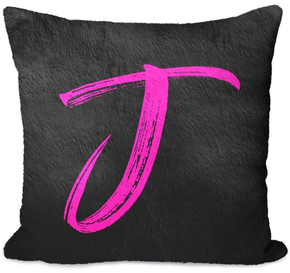 Polštář – písmeno J (Velikost: 40 x 40 cm, Materiál: Mikroplyš, Barva: Růžová)