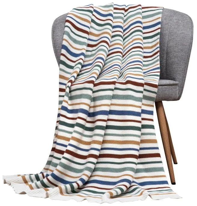 SCANquilt pletený pléd RIB pruhy multi pestrá střední 130 x 200 cm