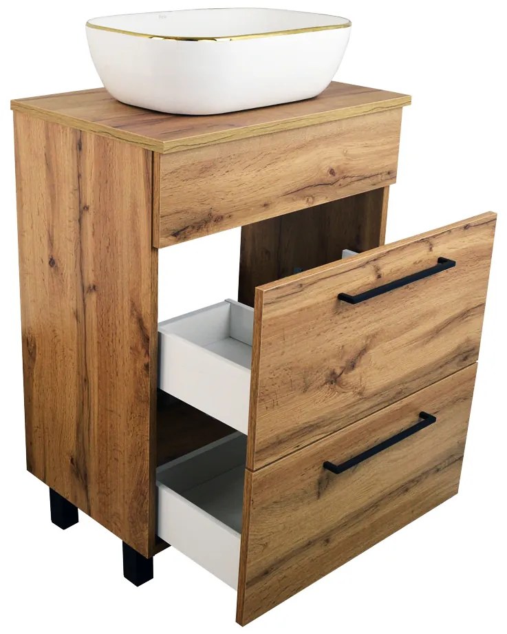 Comodo Koupelnová skříňka pod deskové umyvadlo Solero OW 60-HD, dub wotan