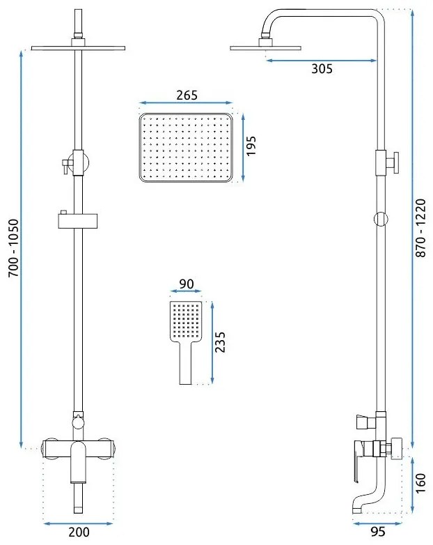 Sprchový komplet REA HASS zlatý kartáčovaný