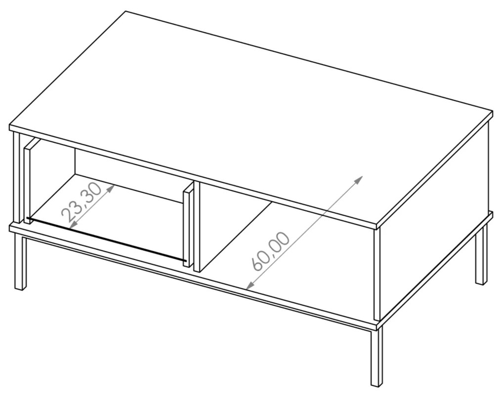 GAB Konferenční stůl QUER, Dub Hikora 100 cm