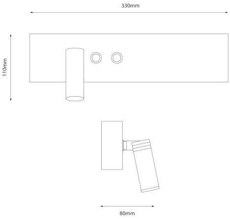 LED Nástěnné bodové svítidlo RESORT LED/10W/230V + LED/3W černá levá