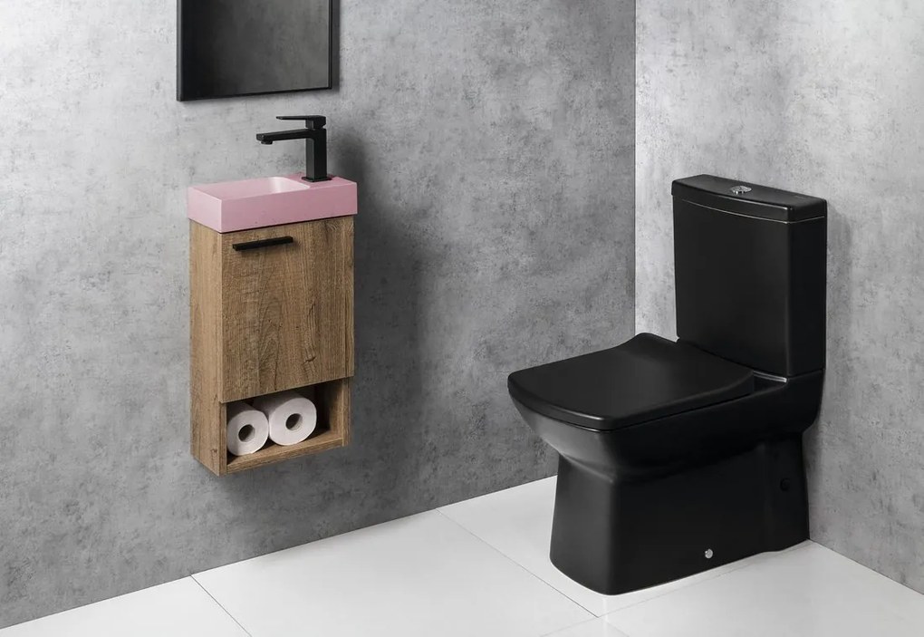 Sapho Piccolino umývátko 30,8 x 10 x 17 cm otvor pro baterii vpravo bez přepadu beton růžová PK30521
