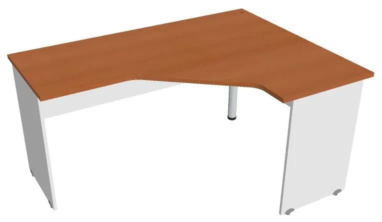 Stůl ergo levý 160*120 cm - Hobis Gate GEV 60 L Dekor stolové desky: třešeň, Dekor lamino podnože: bílá, Barva nohy: stříbrná