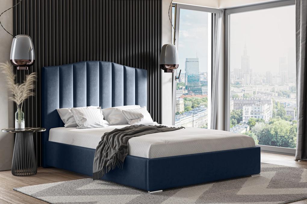 Eka Čalouněná postel MARGOT - Kronos 180x200 cm Barva látky: Tmavá modrá (09), Úložný prostor: S kovovým rámem úložného prostoru