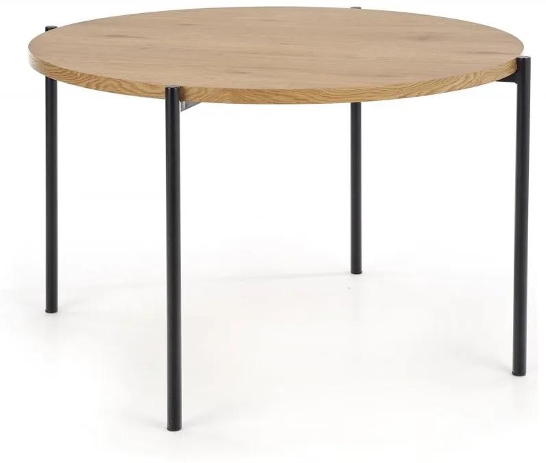 Jídelní kulatý stůl MORGAN –⁠ 120x76, zlatý dub, černý