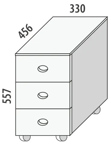 Kontejner 3-zásuvkový Domestav D710 Materiál: Buk cink, Barevne provedení: Přírodní provedení