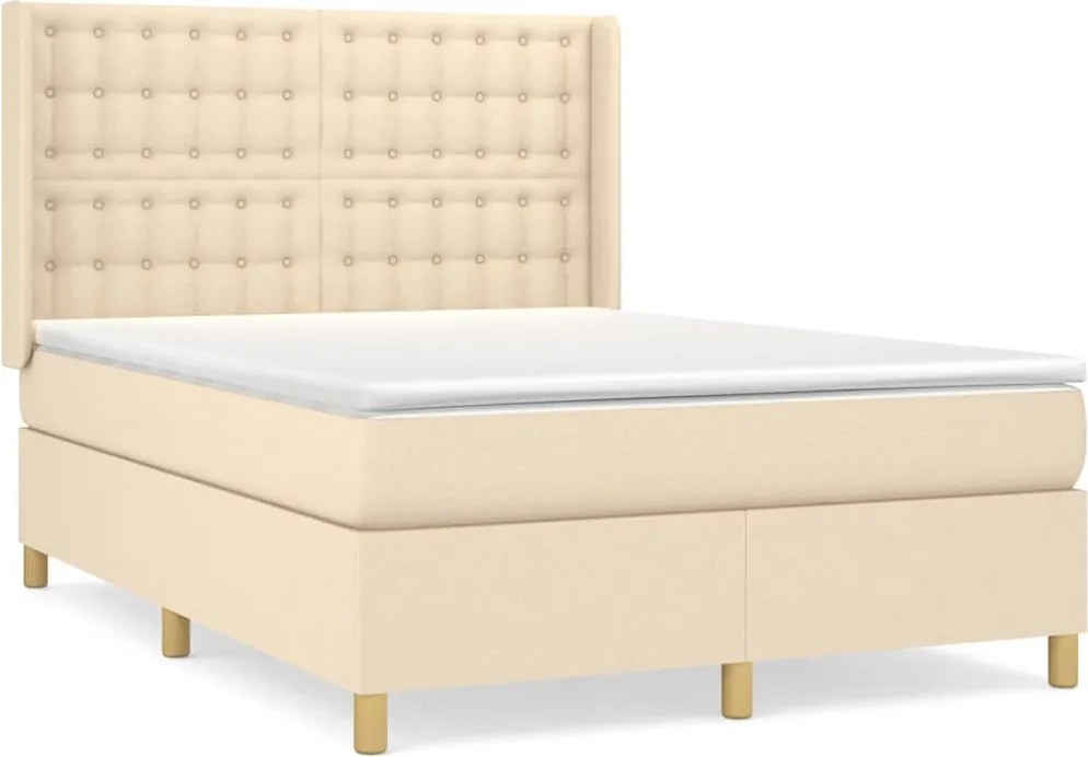 Box spring postel s matrací krémová 140x190 cm textil 3132310