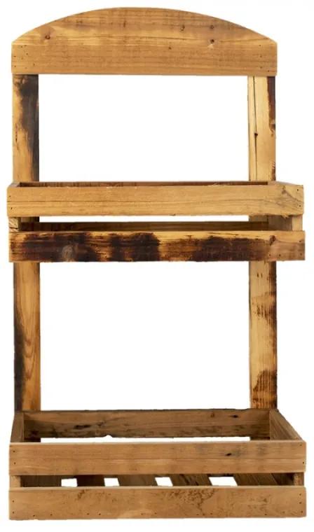 Dřevěný nástěnný policový regál Daen – 40x20x70 cm