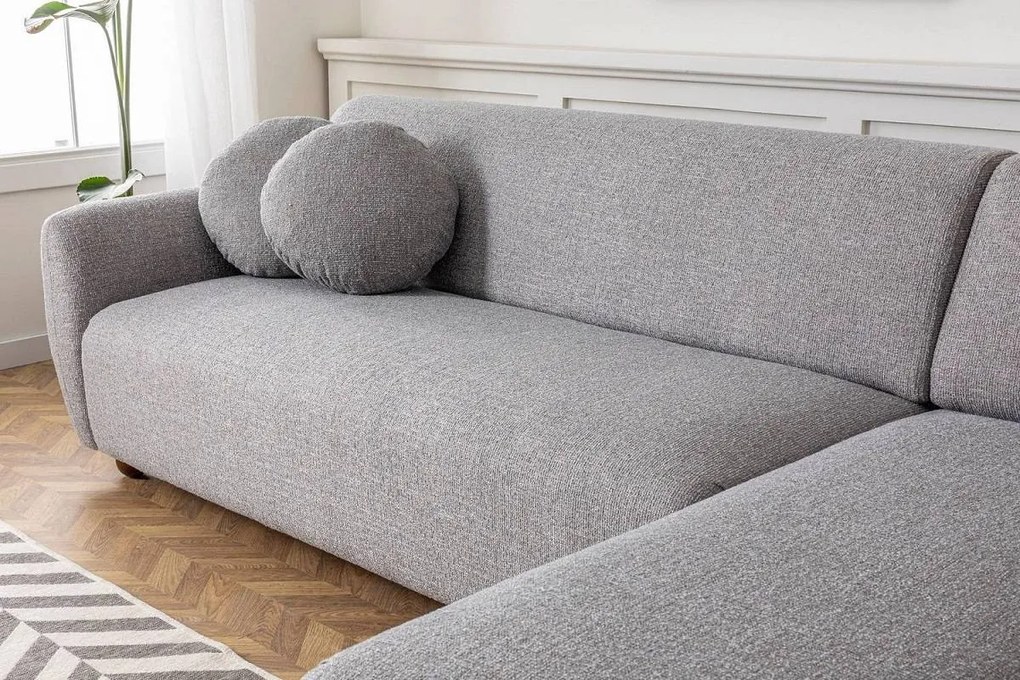 Designová rohová sedačka Jamiya 273 cm světle šedá - pravá