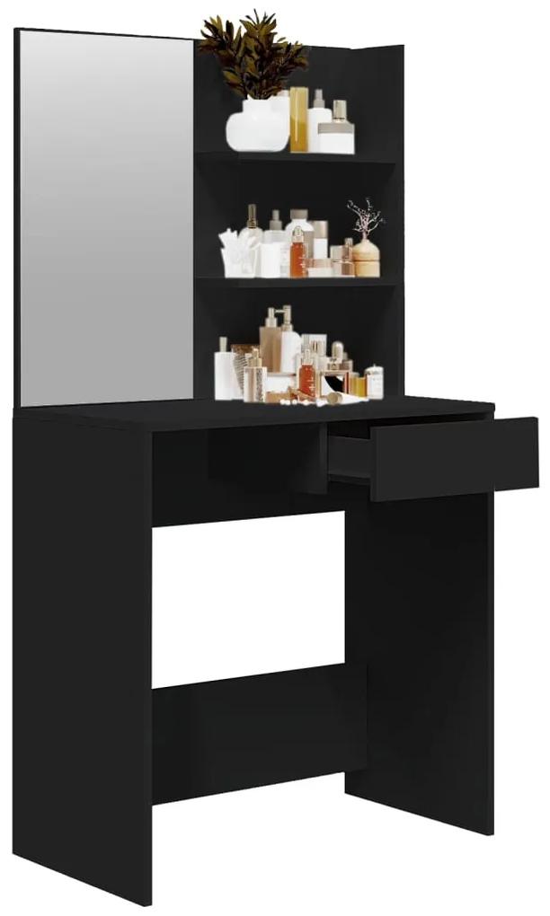 Toaletní stolek se zrcadlem černý 74,5 x 40 x 141 cm - Default Title