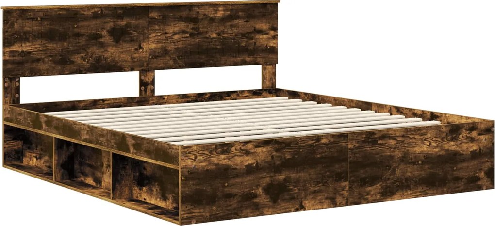 Rám postele Kouřový dub 180 x 200 cm Masivní borové dřevo 3410568