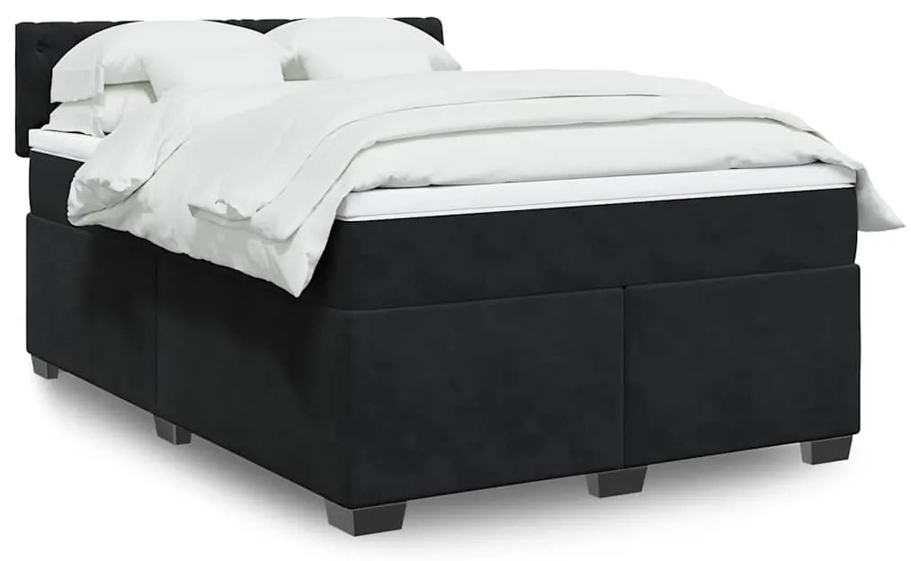 Box spring postel s matrací černá 160x200 cm samet 3288662