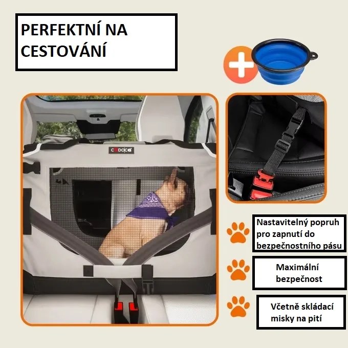 Cadoca Skládací cestovní box pro psy XXL, šedý 105976