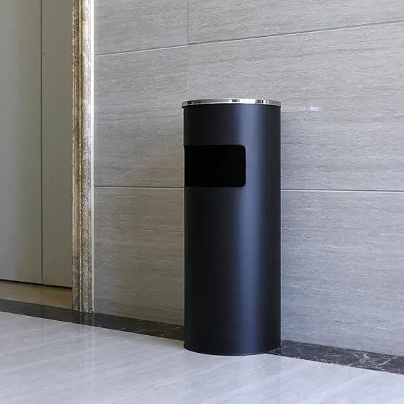 Odpadkový koš s popelníkem, 30 l, černý, nerez