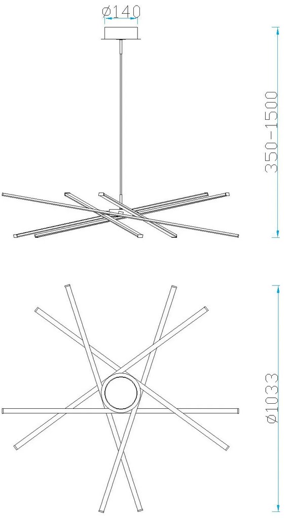 Mantra Star LED, moderní závěsné svítidlo, 60W LED 3000K stmívatelné, prům. 103cm